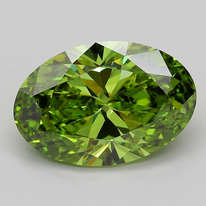 Oval 5.59 Carat Lab Grown Diamond, FANCY VIVID GREEN, VVS2, IGI 696567646